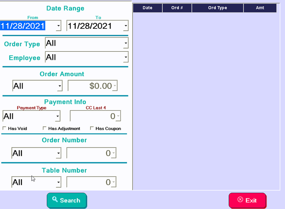Order Lookup – HungerRush