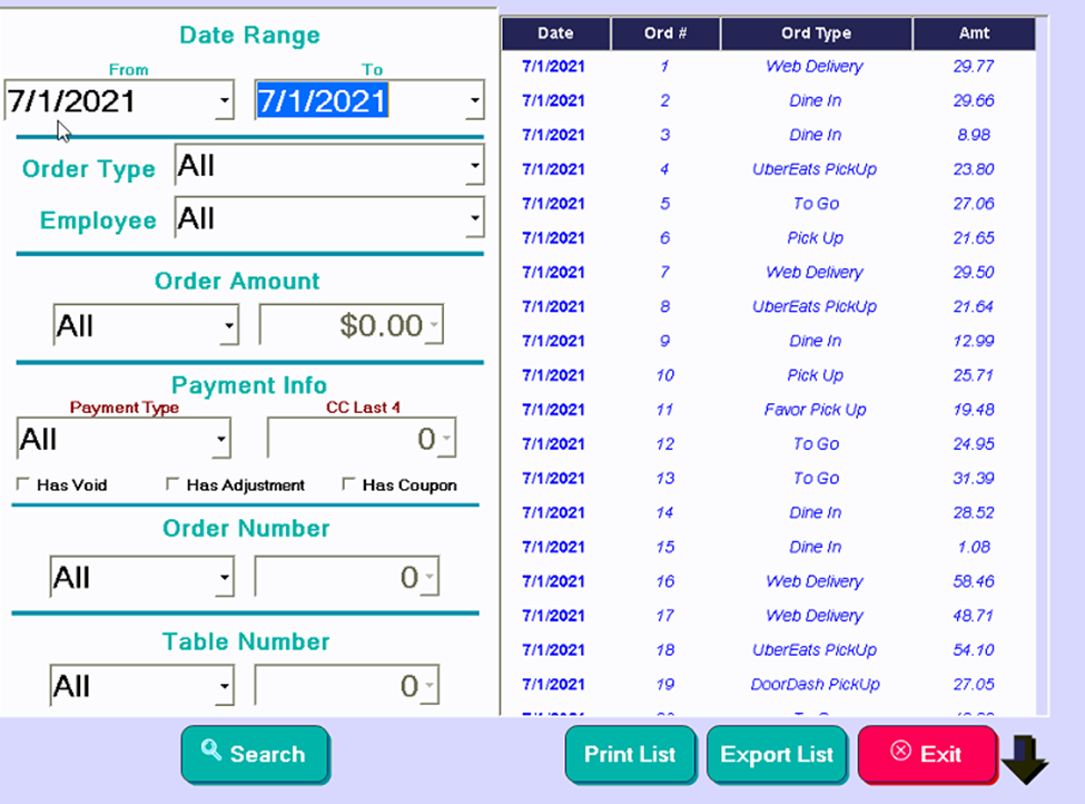 Order Lookup – HungerRush