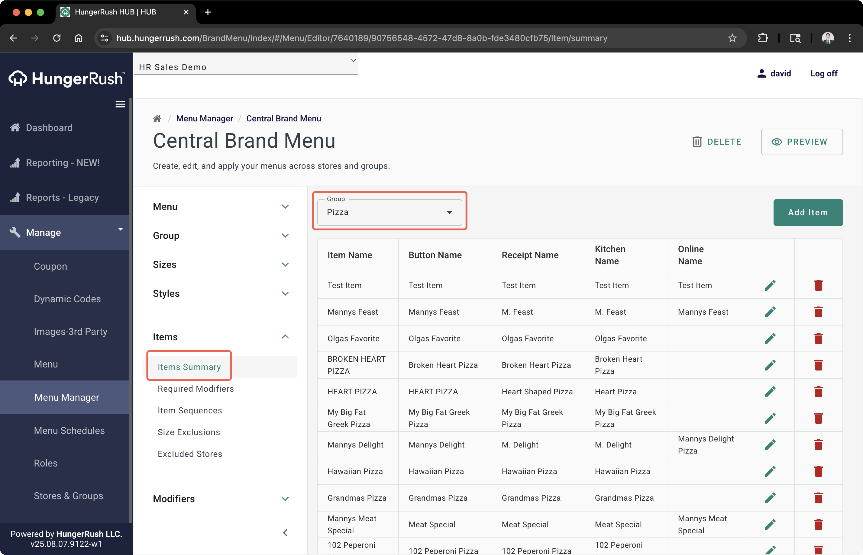 Manage Items: Edit the Menu Items – HungerRush