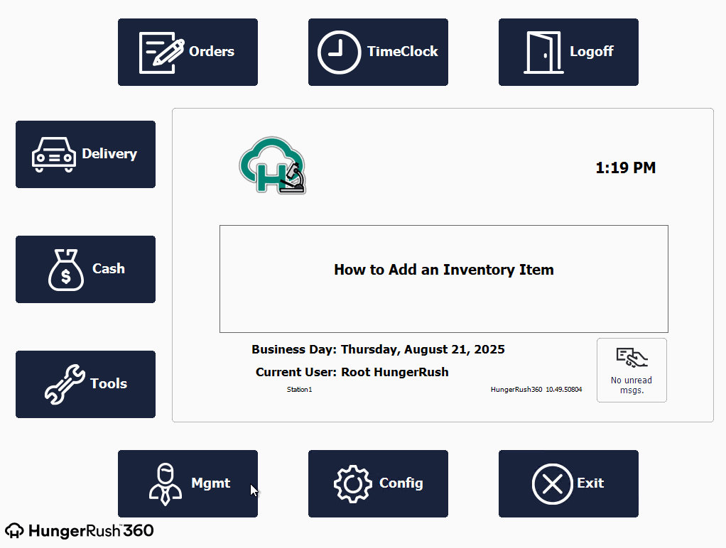 Adding an Inventory Item – HungerRush