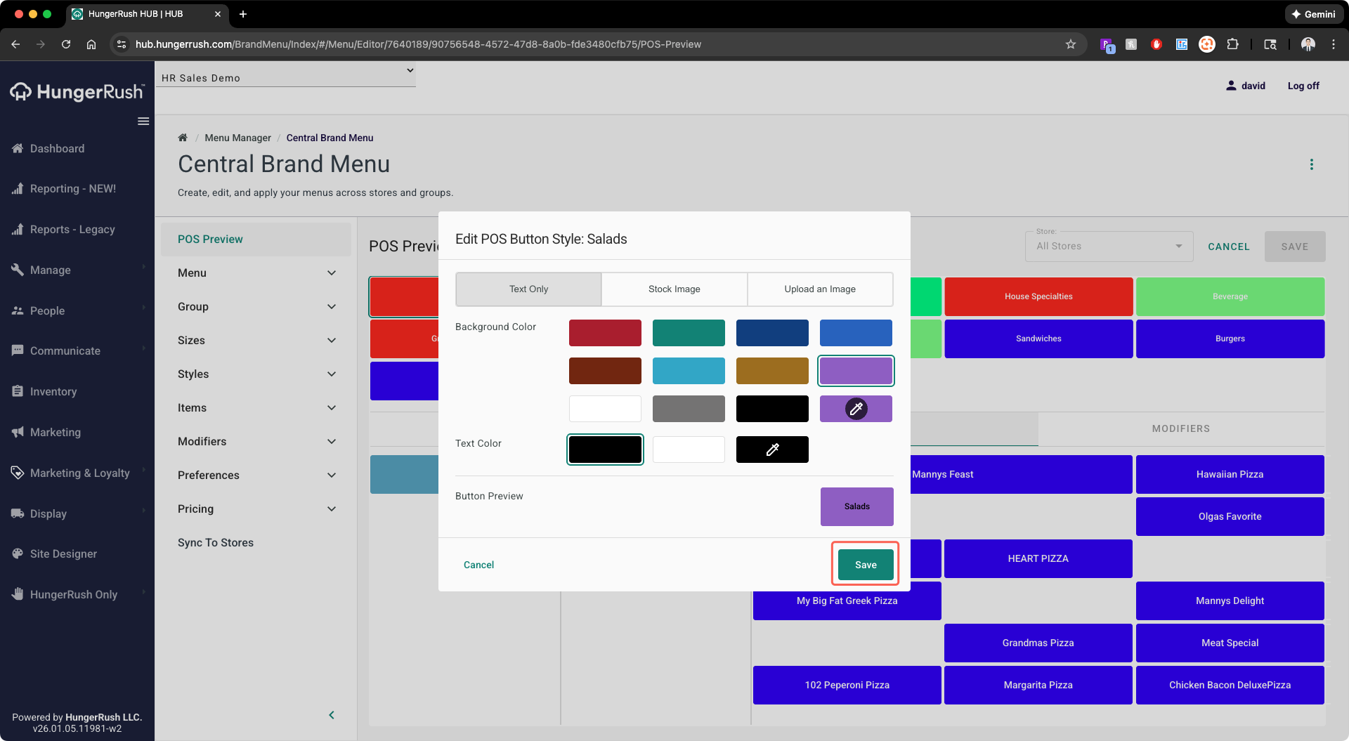 Preview: Edit the POS Button Color, Image and Position – HungerRush