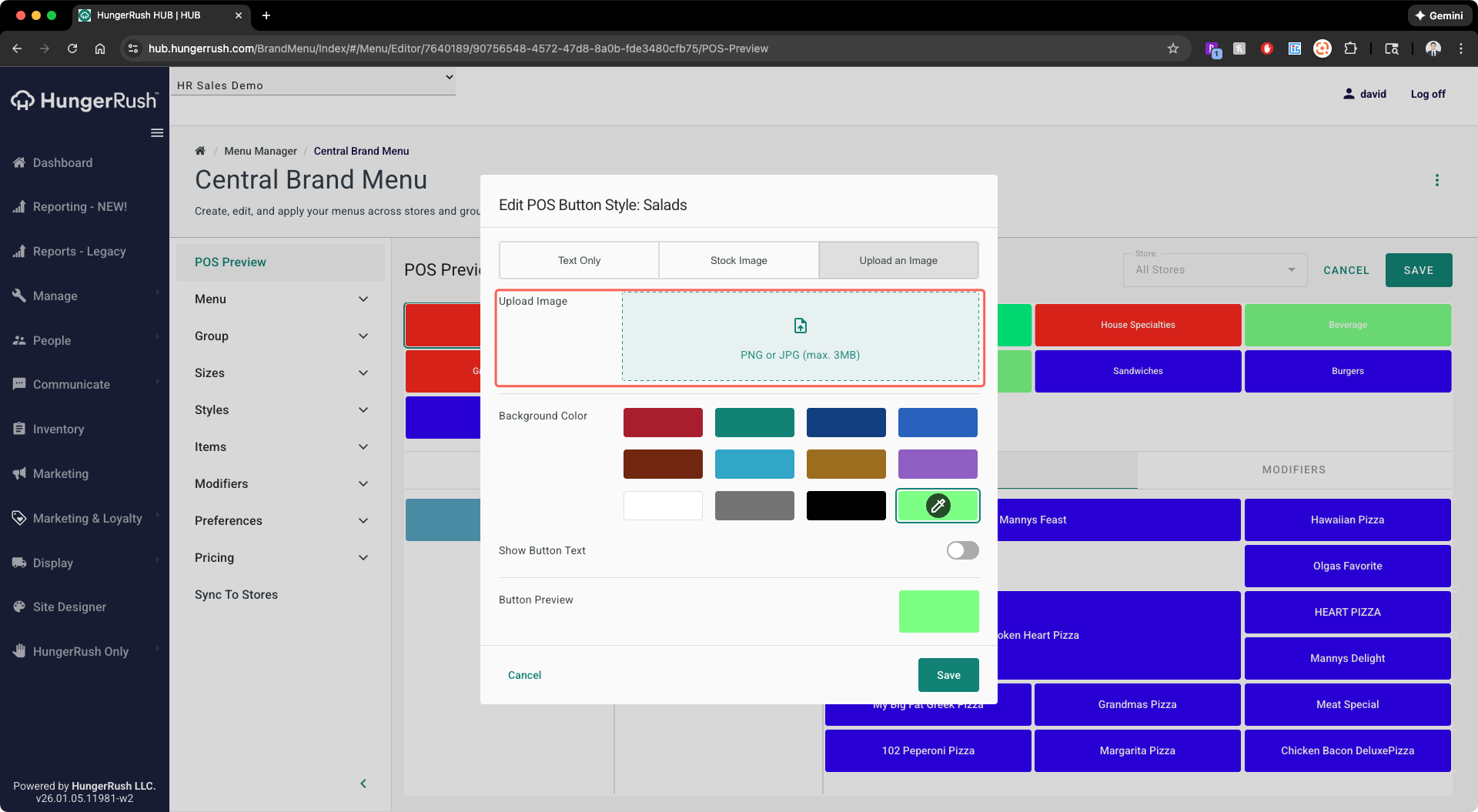Preview: Edit the POS Button Color, Image and Position – HungerRush